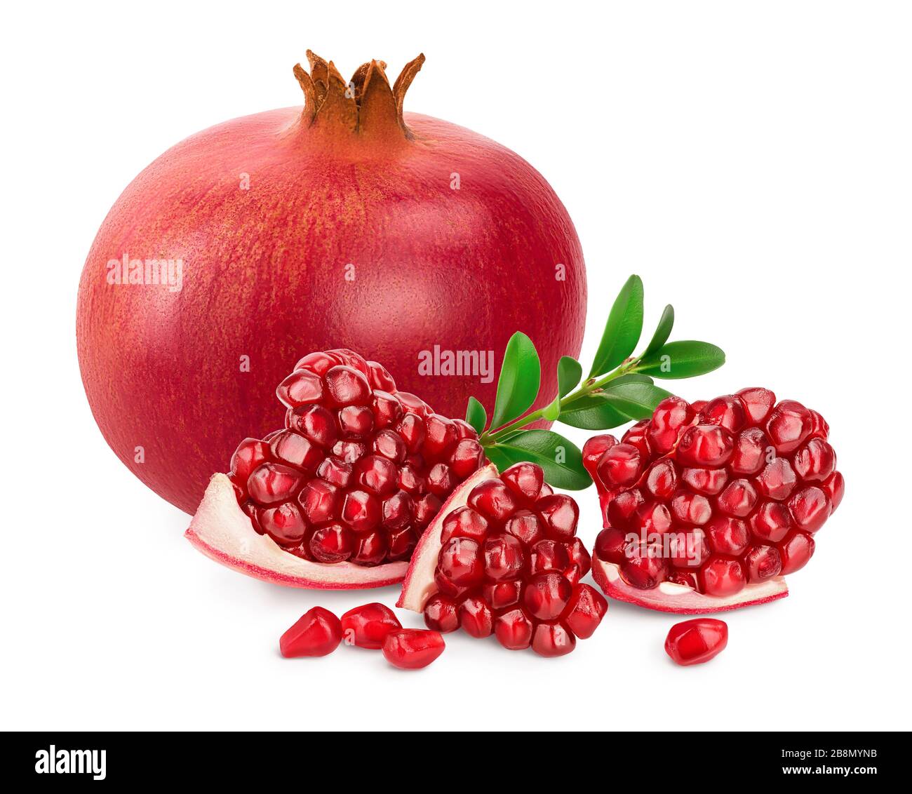 Pomegranate isolated on white background with clipping path and full ...