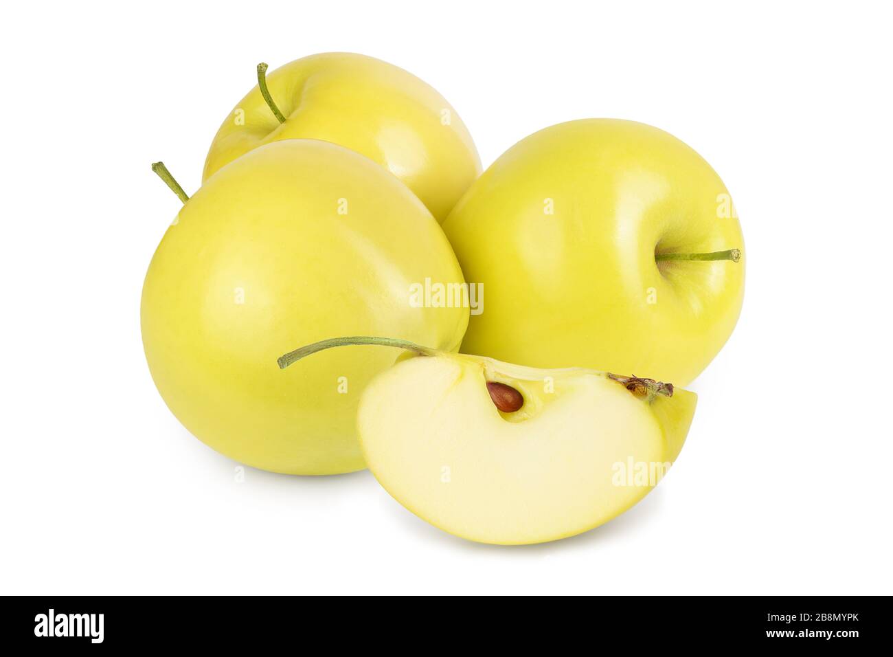 yellow apple isolated on white background with clipping path and full ...
