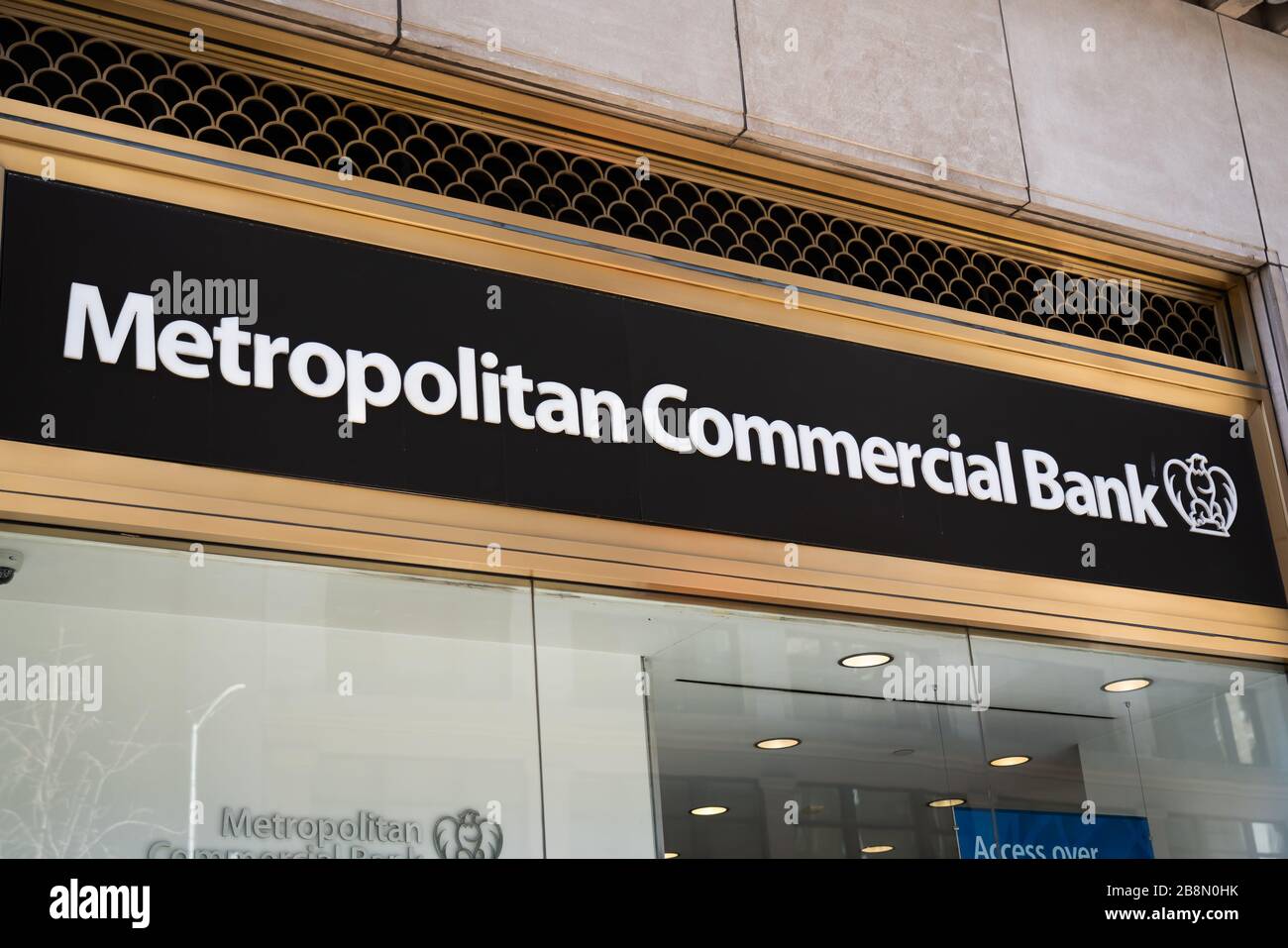 New York City, USA. 20th Feb, 2020. Metropolitan Commercial Bank logo ...