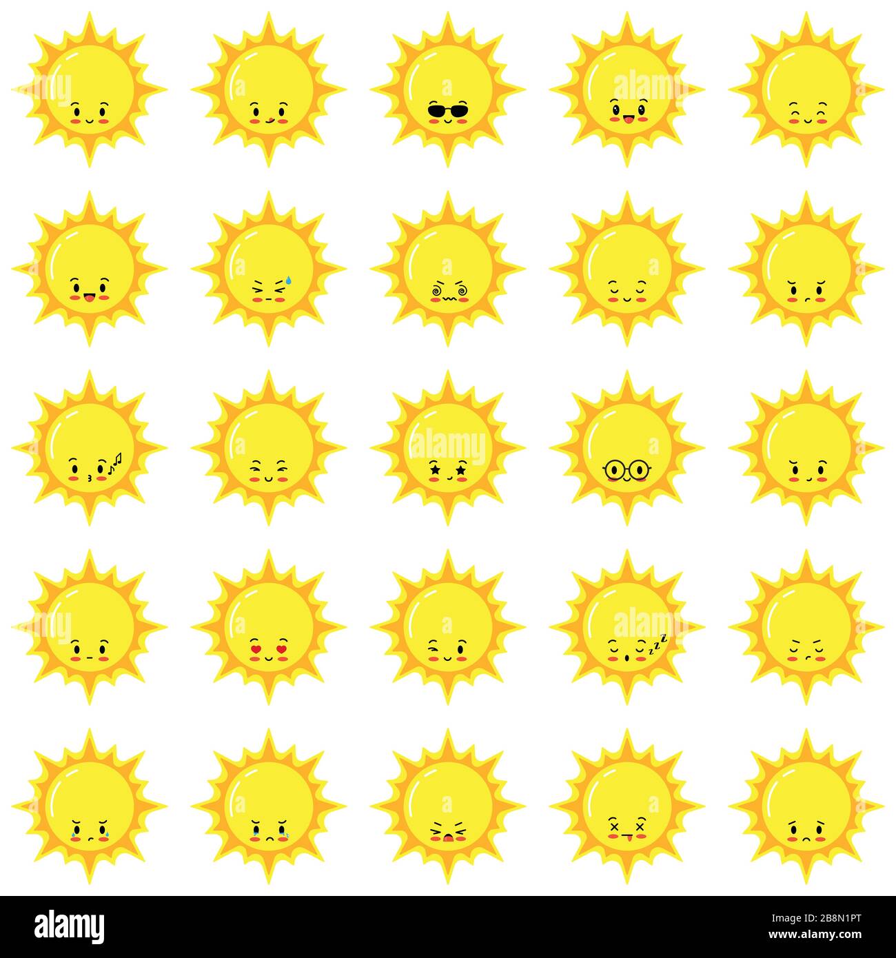 Sun emoji vector set, weather emoticons Stock Vector Image & Art - Alamy