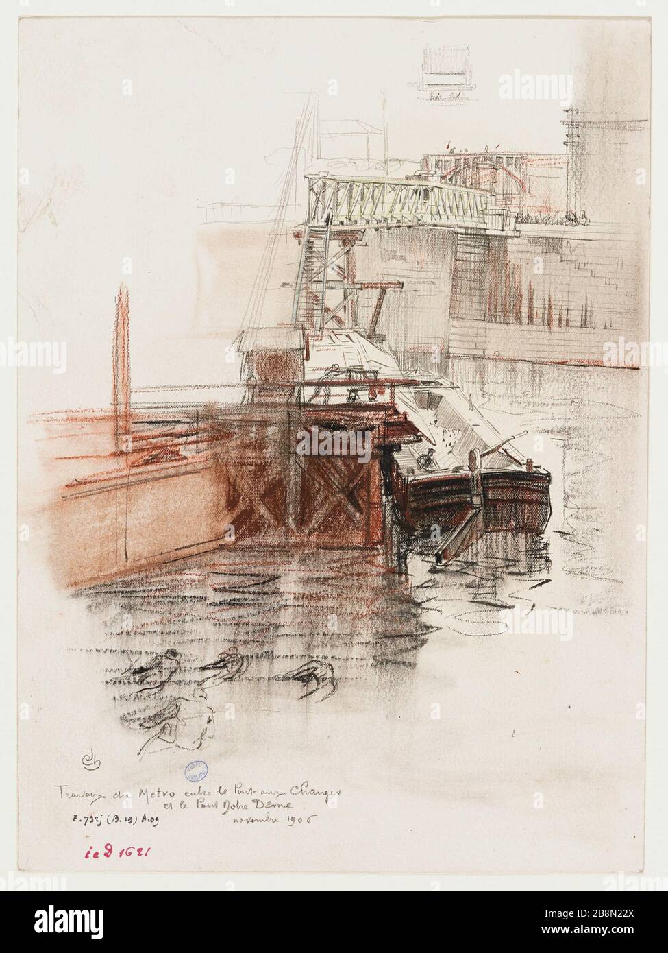 Underground work between the Pont au Change and the Pont Notre Dame, in ...