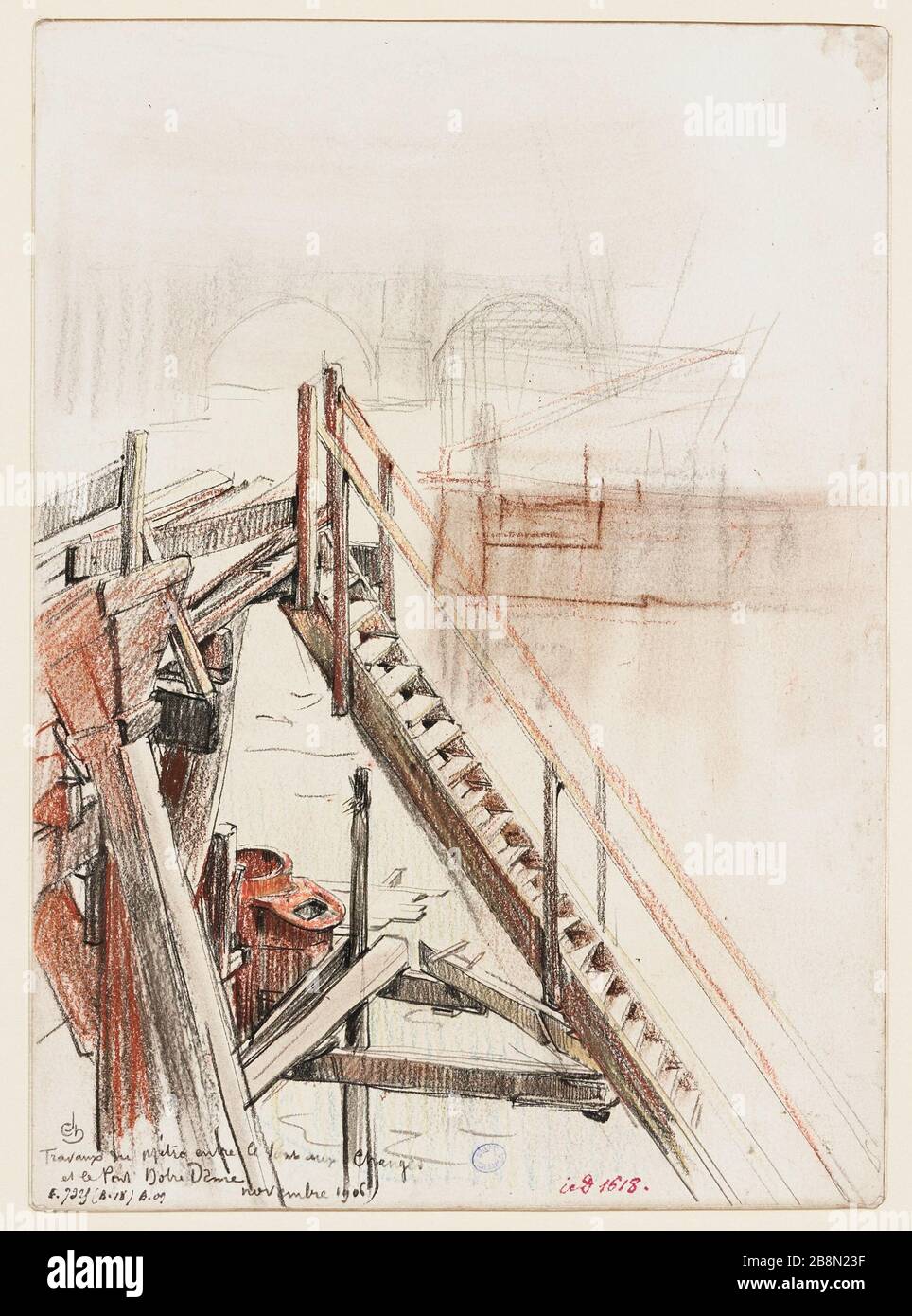 Underground work between the Pont au Change and the Pont Notre Dame, in ...