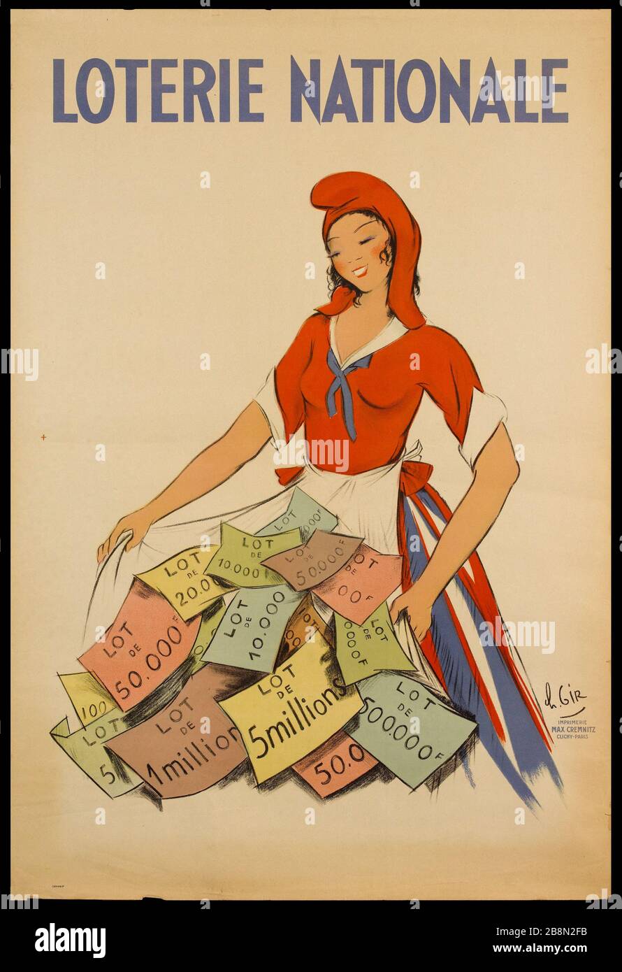 NATIONAL LOTTERY Charles-Félix Gir (Charles Gir, 1883-1941). Affiche ...
