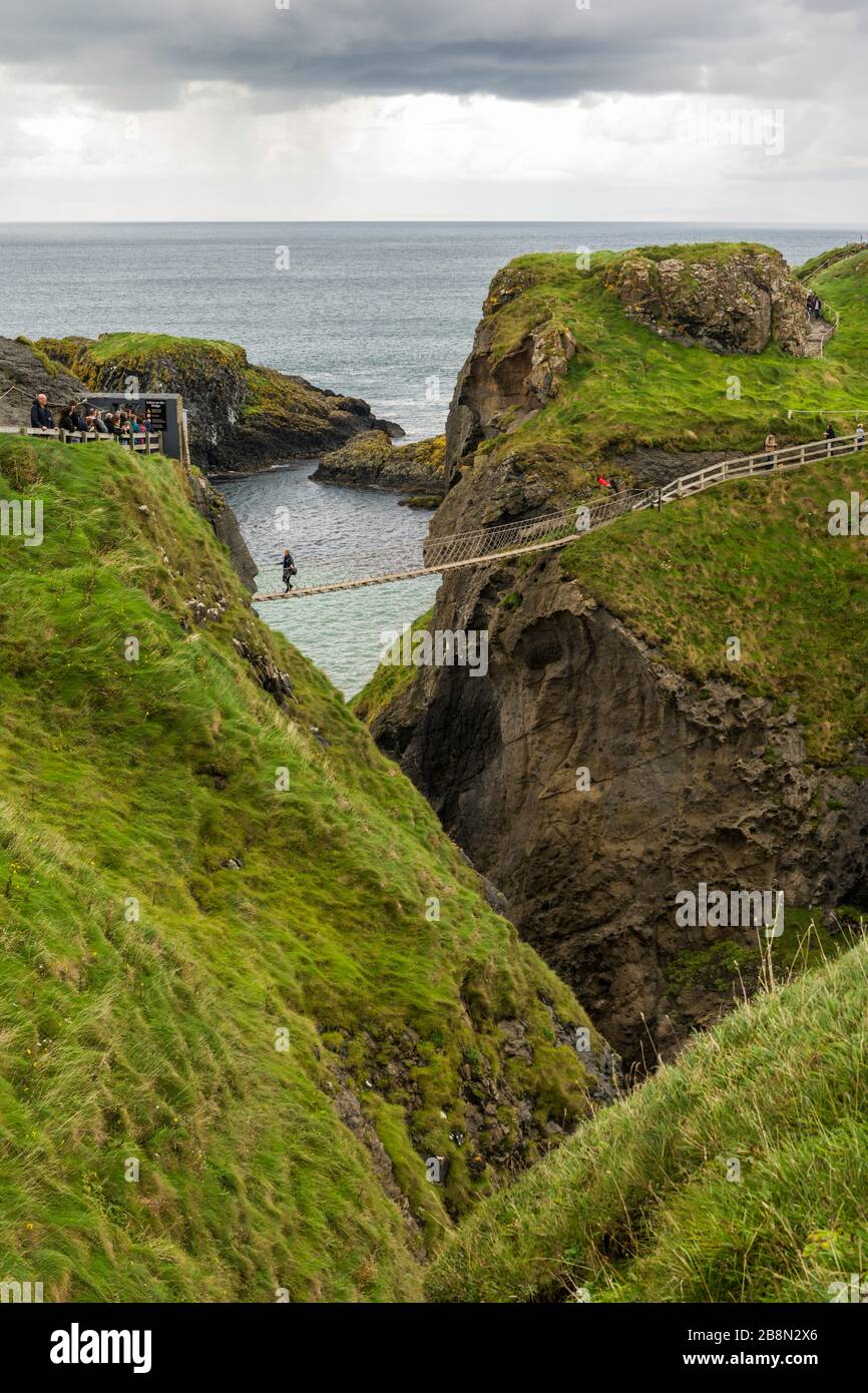 The tiny island of Carrickarede is linked to the mainland by the ...