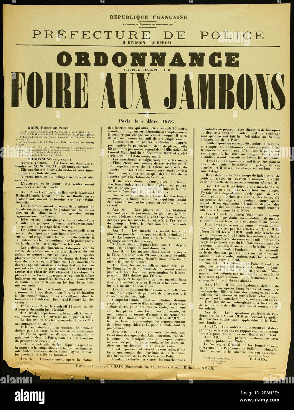 FRENCH REPUBLIC, Freedom - Egalité- Brotherhood prefecture POLICE ...