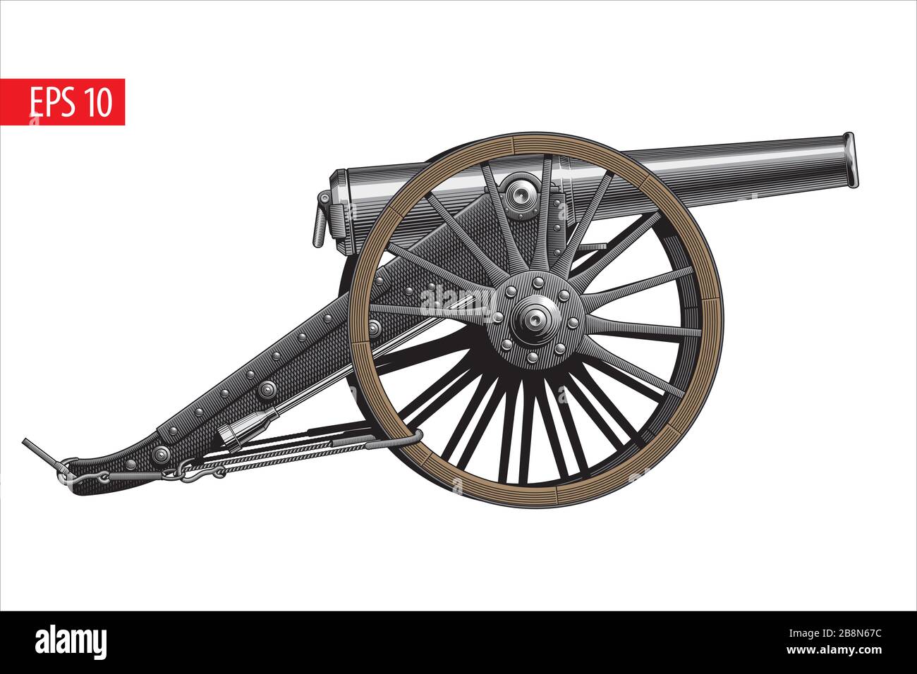 Vintage cannon, isolated on white background. Stylized vector ...