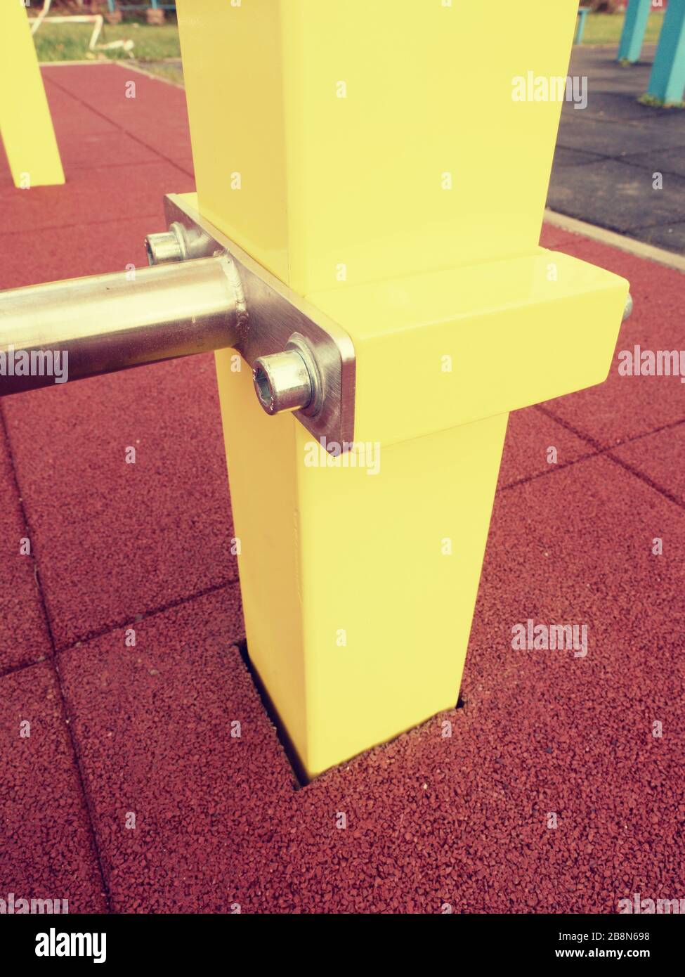 Iron frame construction screwed with chrome steel horizontal pole Stock ...