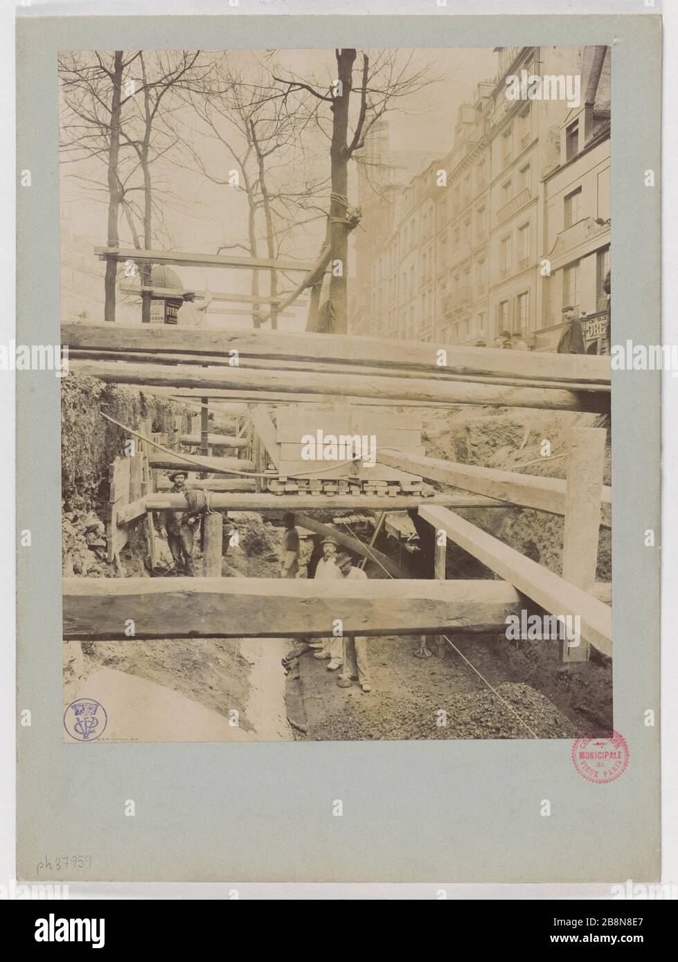 Construction of metropolitan, trees hanging over the embankment, Saint ...