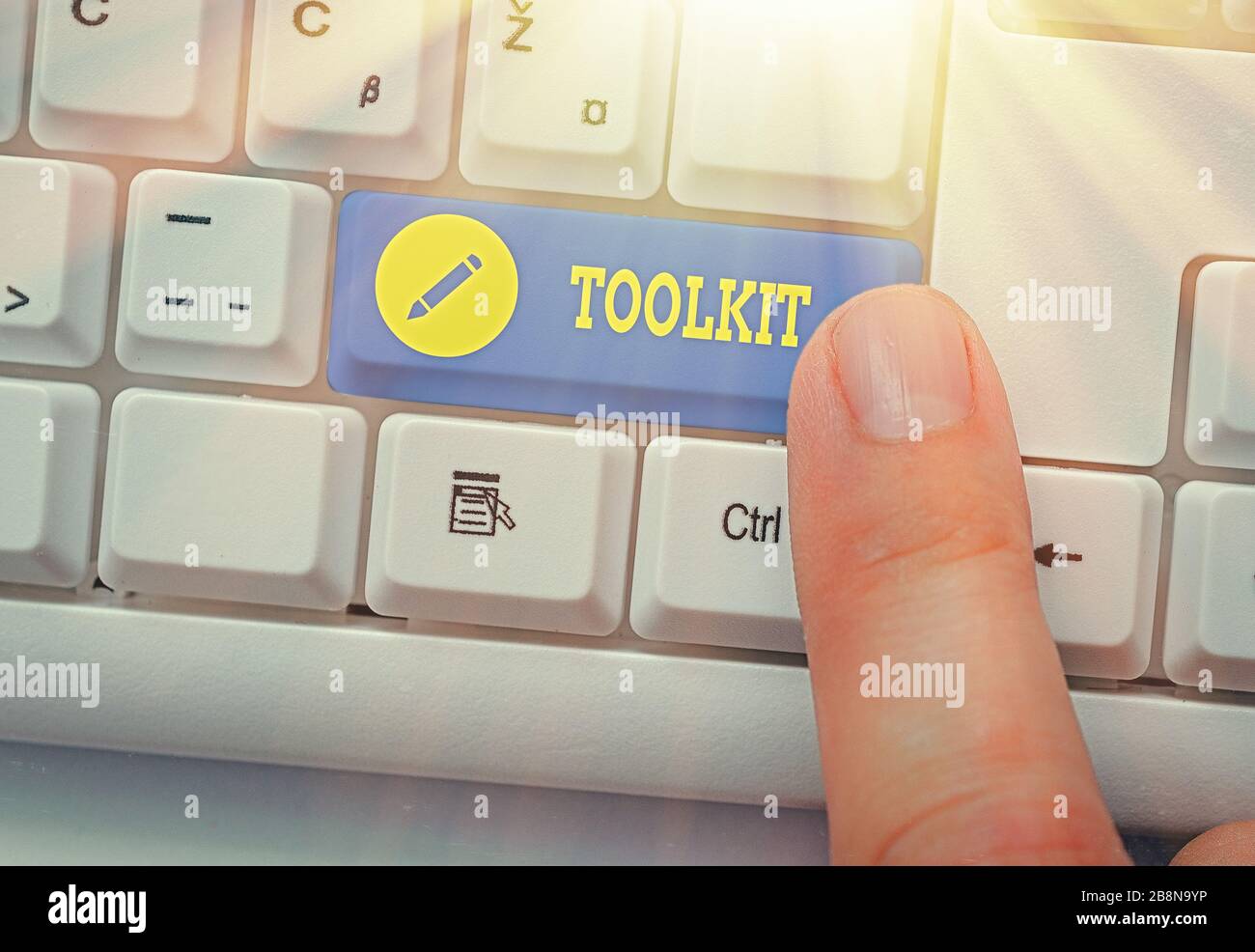 Conceptual hand writing showing Toolkit. Concept meaning set of tools ...