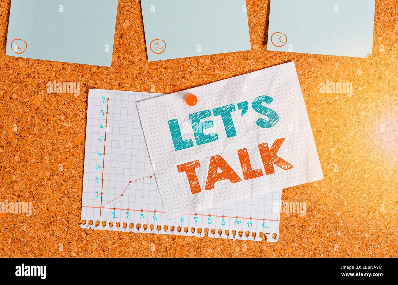 Writing note showing Lets Is Talk. Business concept for suggesting in ...