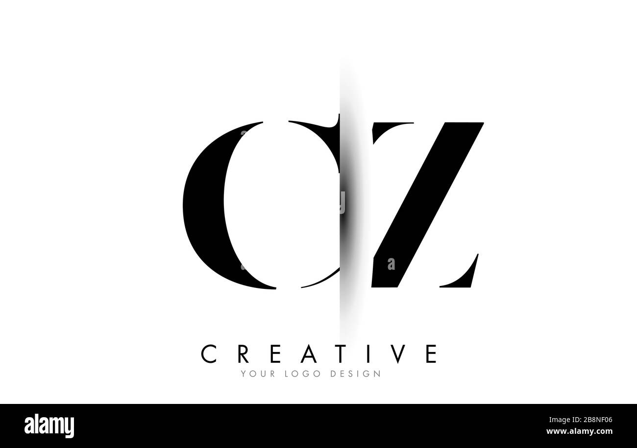 CZ C Z Letter Logo Design with Creative Shadow Cut Vector Illustration ...