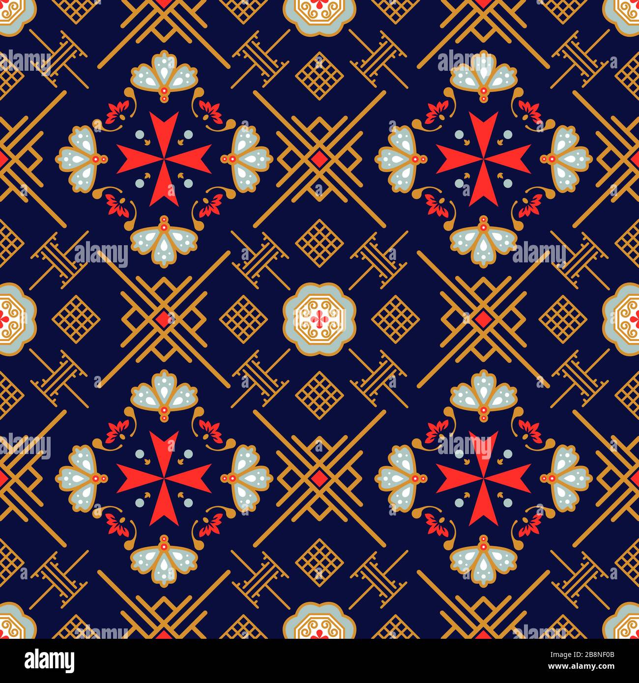 Maltese and oriental geometric background seamless pattern vector Stock ...