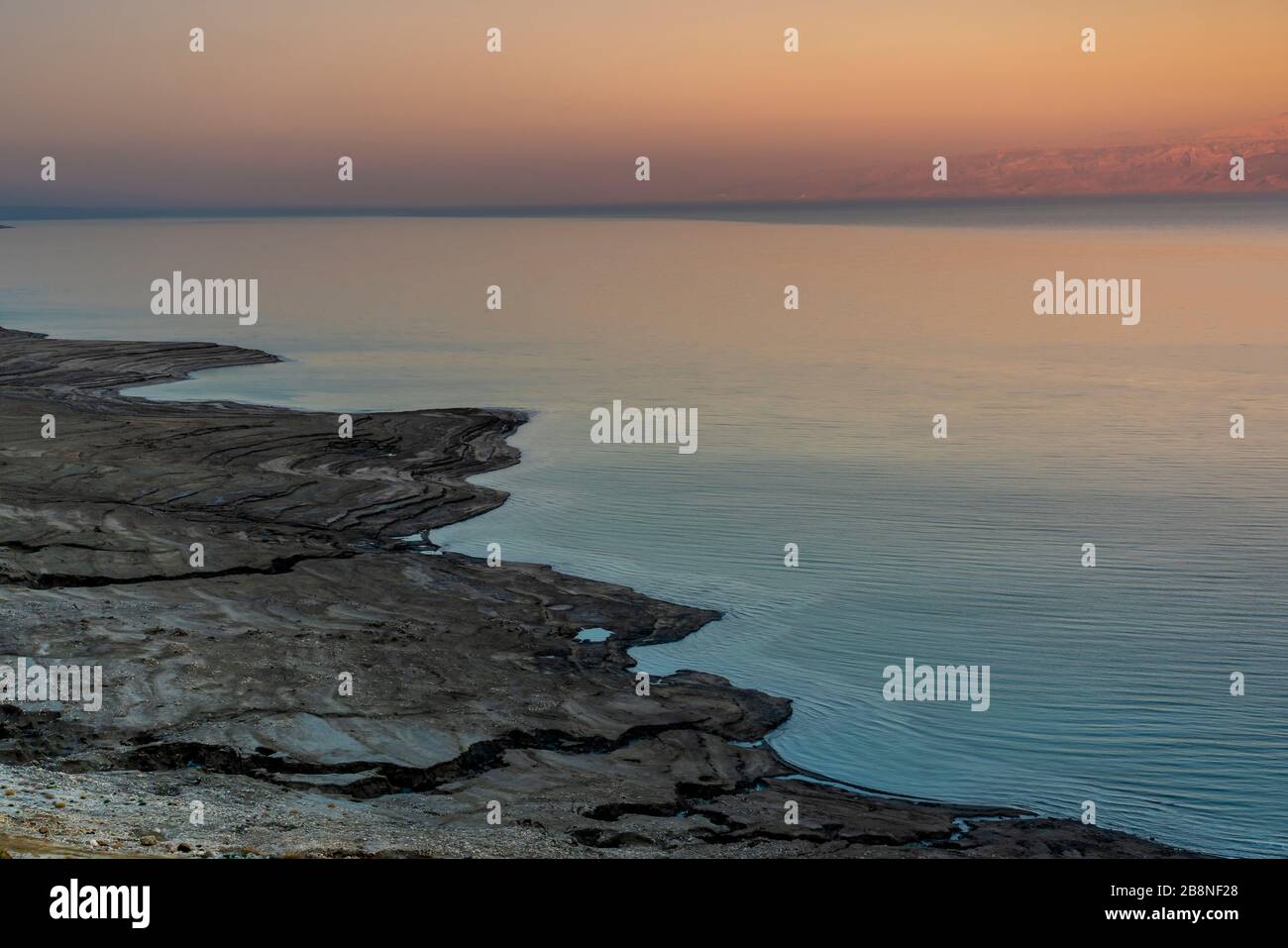 The shoreline of the Dead Sea at sunrise in Israel, Middle East Stock ...