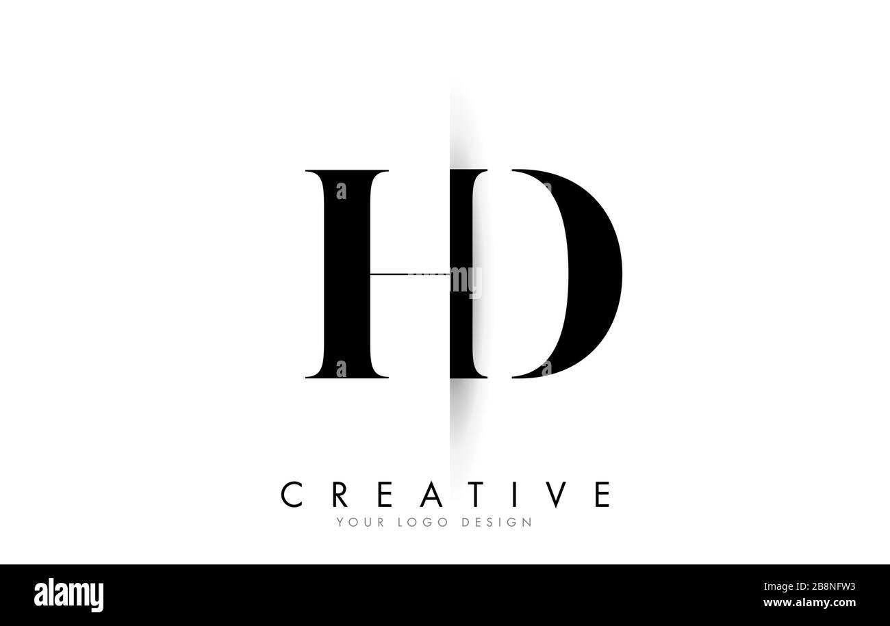 HD H D Letter Logo Design with Creative Shadow Cut Vector Illustration ...