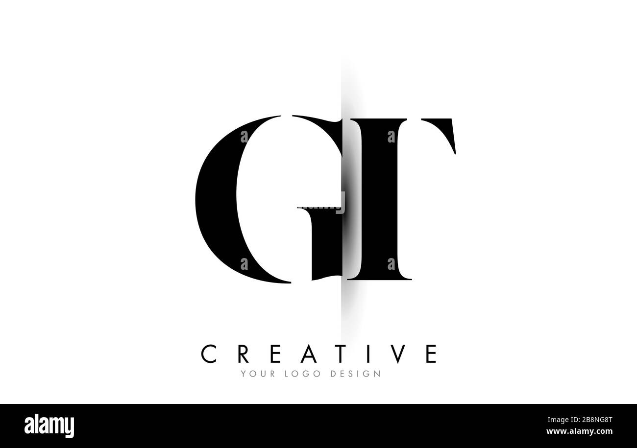 GT G T Letter Logo Design with Creative Shadow Cut Vector Illustration ...