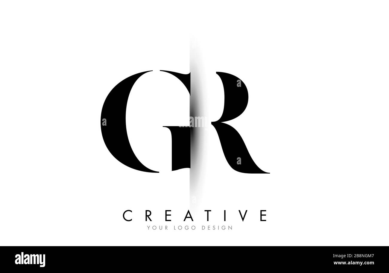 GR G R Letter Logo Design with Creative Shadow Cut Vector Illustration ...