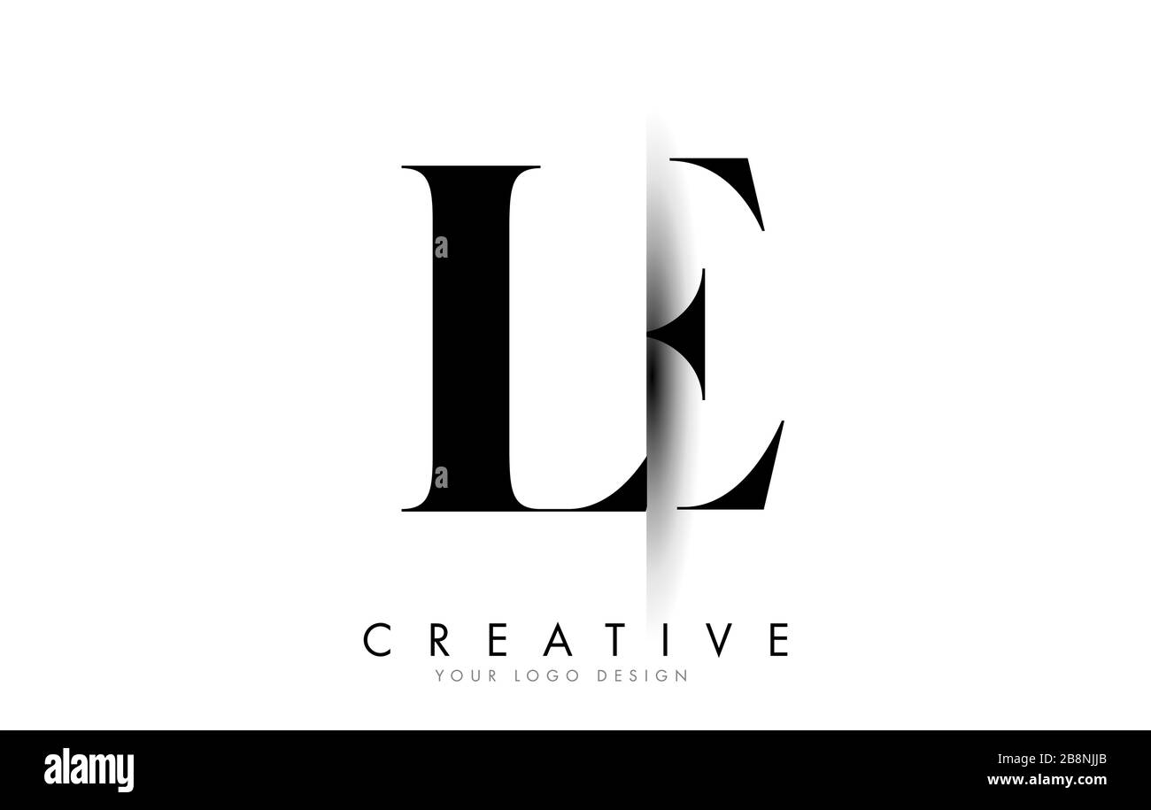 LE L E Letter Logo Design with Creative Shadow Cut Vector Illustration ...