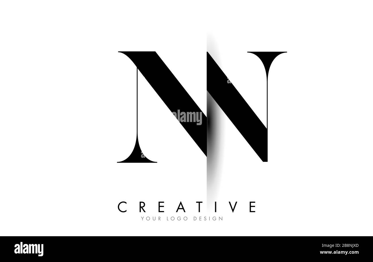 NN N N Letter Logo Design with Creative Shadow Cut Vector Illustration ...
