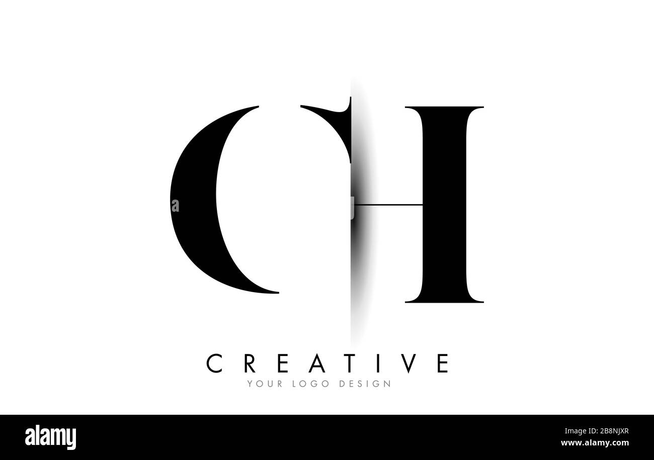 CH C H Letter Logo Design with Creative Shadow Cut Vector Illustration ...