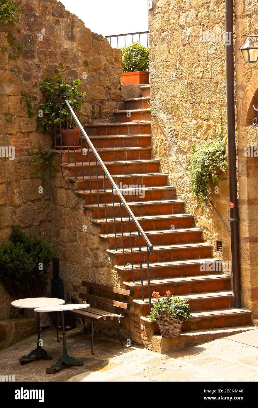 Stairs to the Restaurant in Monticchiello, Italy Stock Photo - Alamy