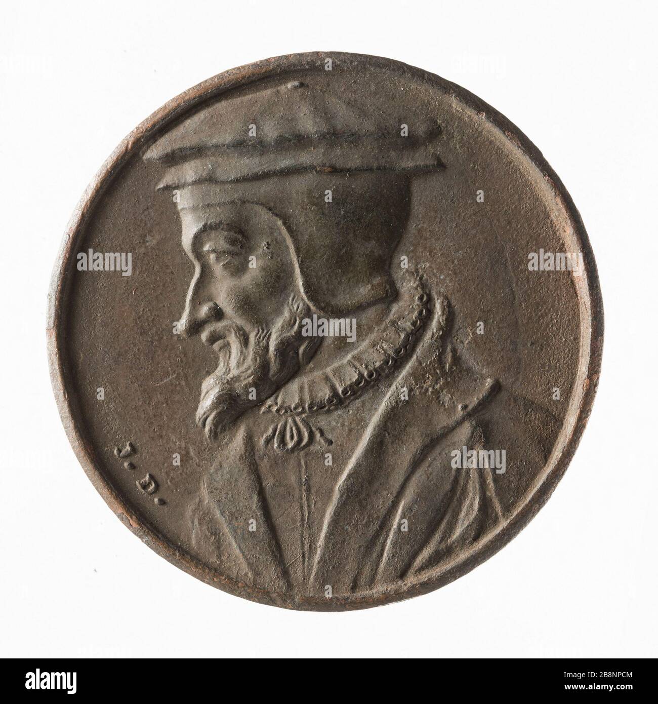 Left profile of Pierre Viret (1510-1571), nineteenth century "Profil à ...