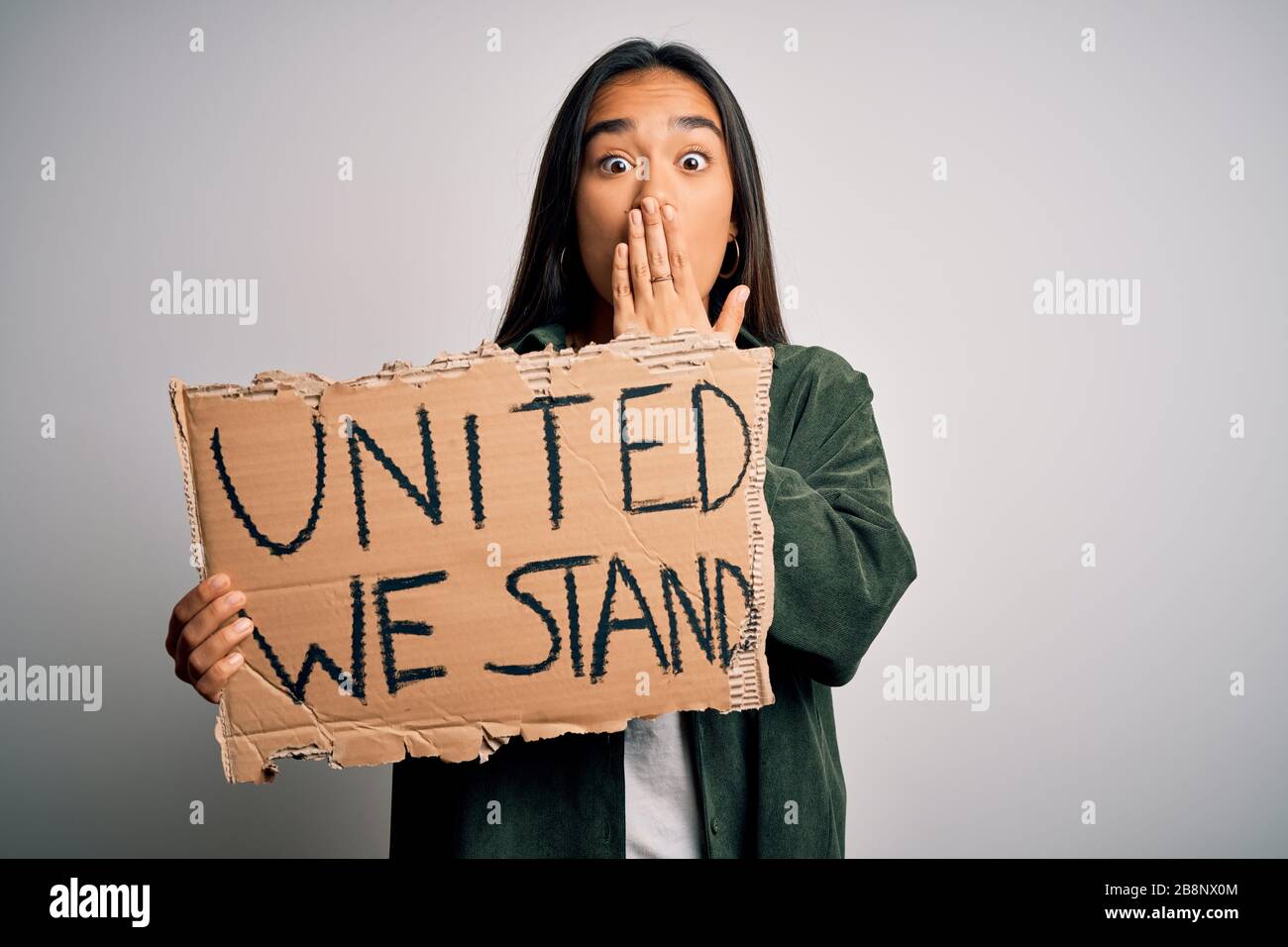 Woman quiet gesture stand hi-res stock photography and images - Alamy
