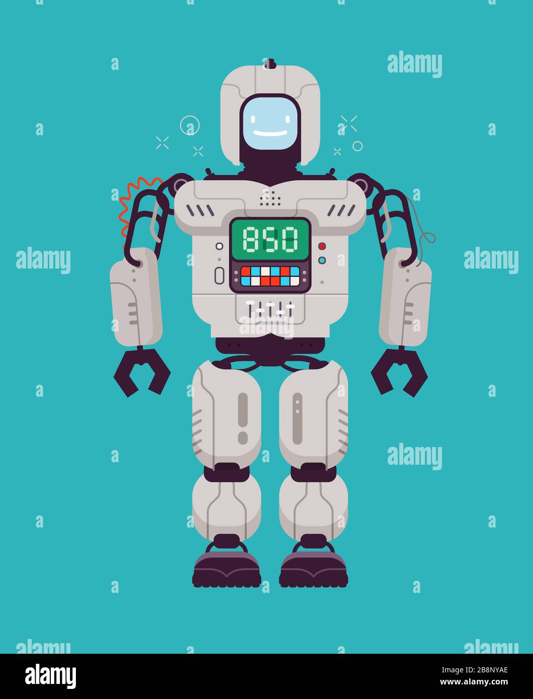 Happy Robot. Technology cartoon funny vector illustration Stock Vector ...