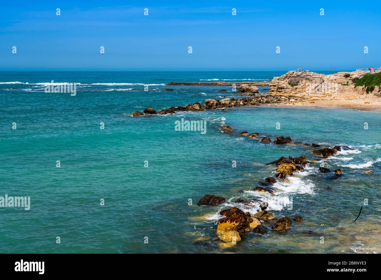 The remains of the old port at Caesarea, Israel, Middle East Stock ...
