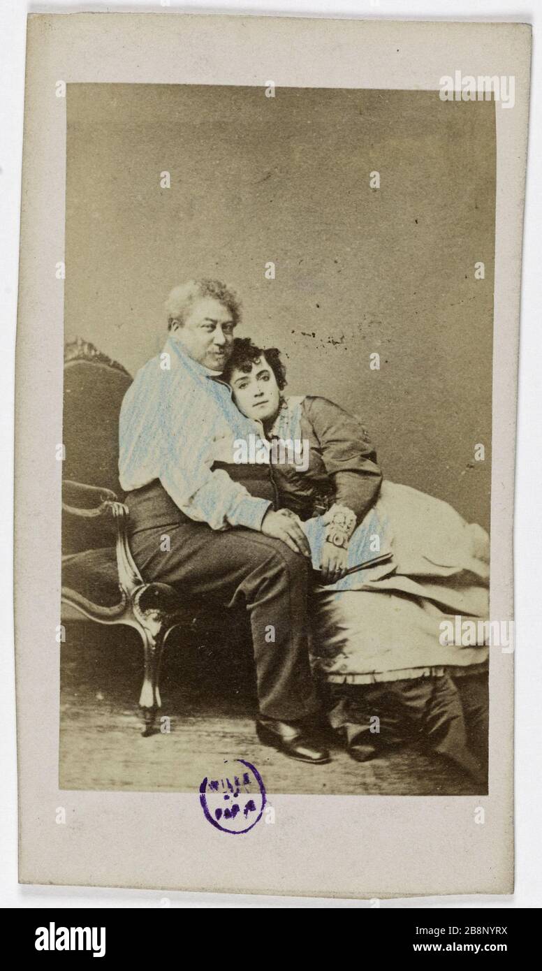 Portrait of Alexandre Dumas (father) (1803-1870) (novelist) and Adah ...