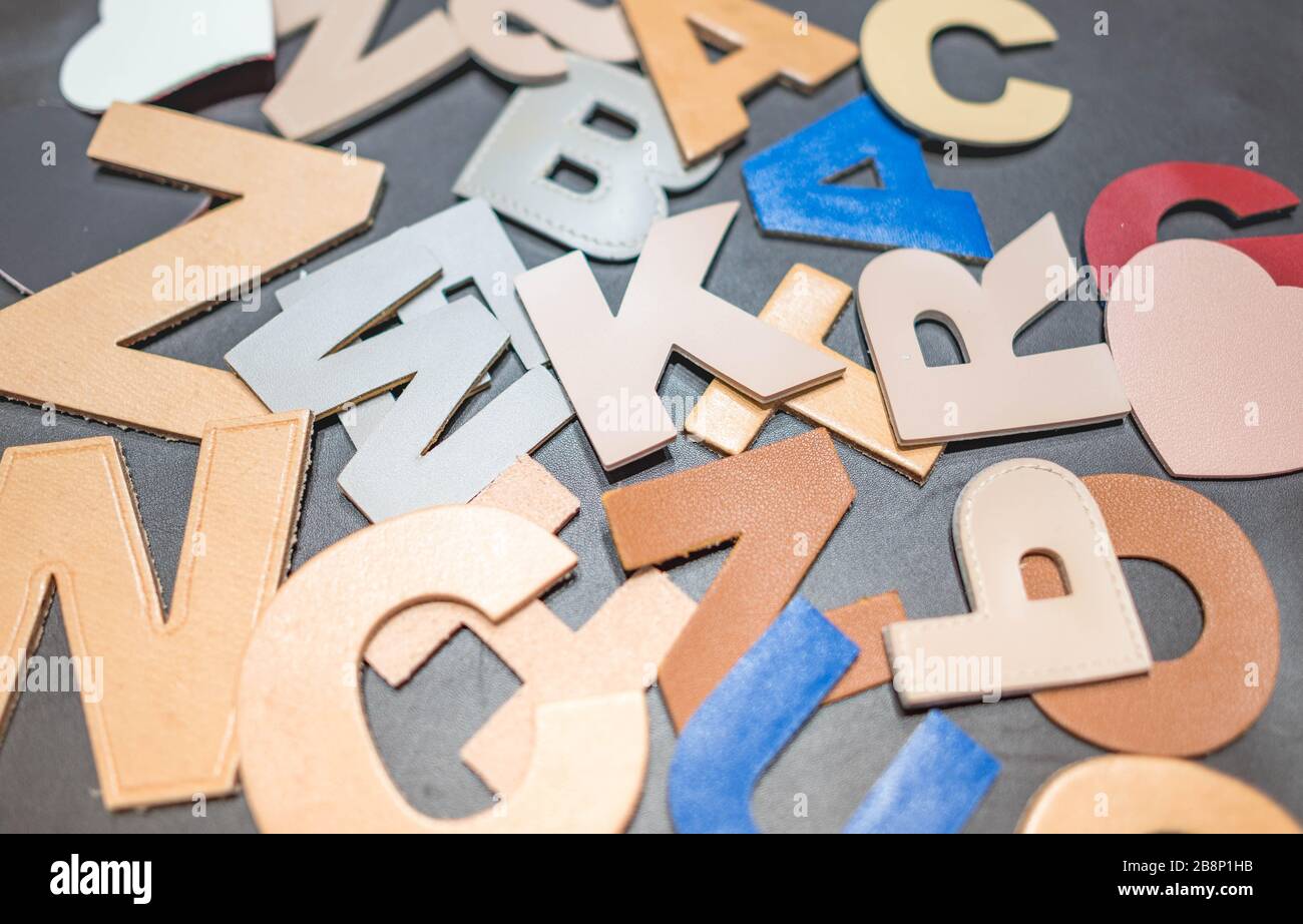 Leather elegant alphabet letters set for create advertising and ...