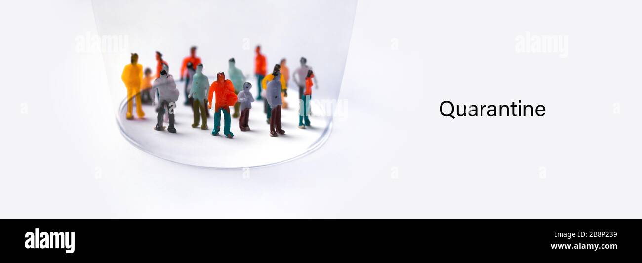 Self isolation concept, abstract plastic people protected under the ...