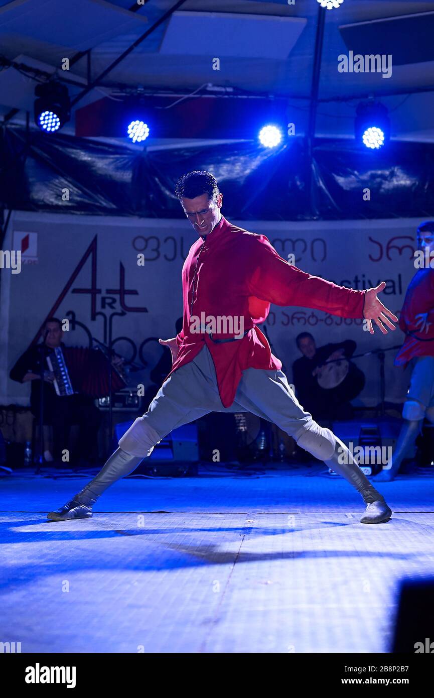 Tbilisi, Georgia July 14, 2019 Dancers of Georgian National Ballet ...