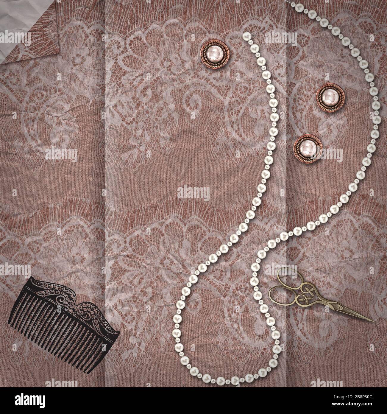 Vintage folded lace illustration for paper crafts, digital scrapbooking ...
