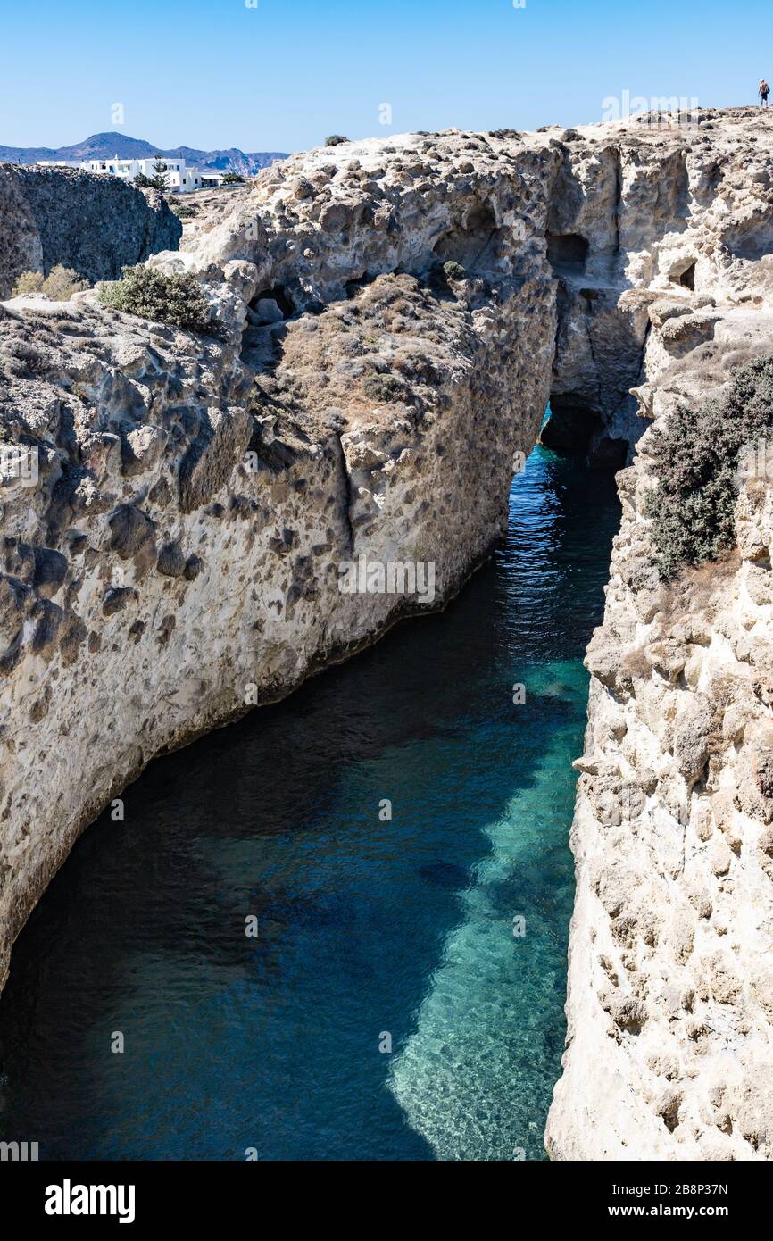 Cliffs and cave in Papafragas beach, Milos, Greece Stock Photo - Alamy