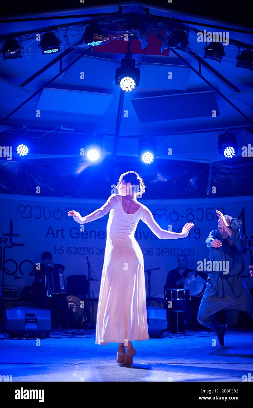 Tbilisi, Georgia July 14, 2019 Dancers of Georgian National Ballet ...