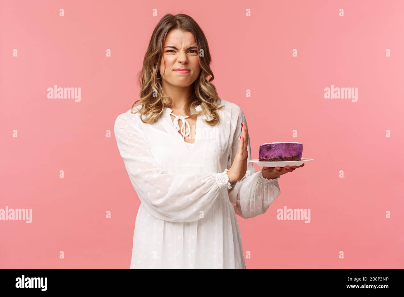 Holidays, spring and party concept. Portrait of dissatisfied and ...