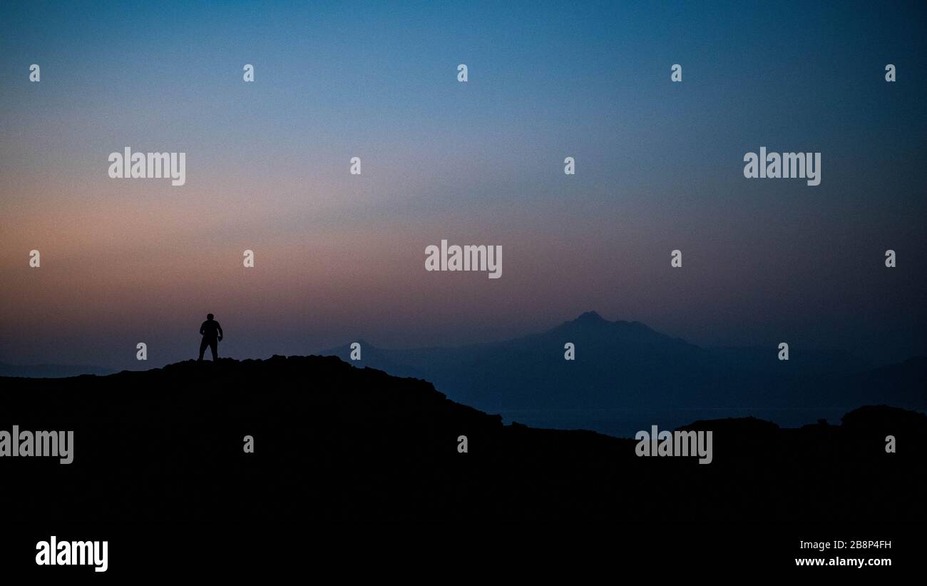 Africa, Djibouti, Ardoukoba. Landscape of Ardoukoba. Silhouette of a ...