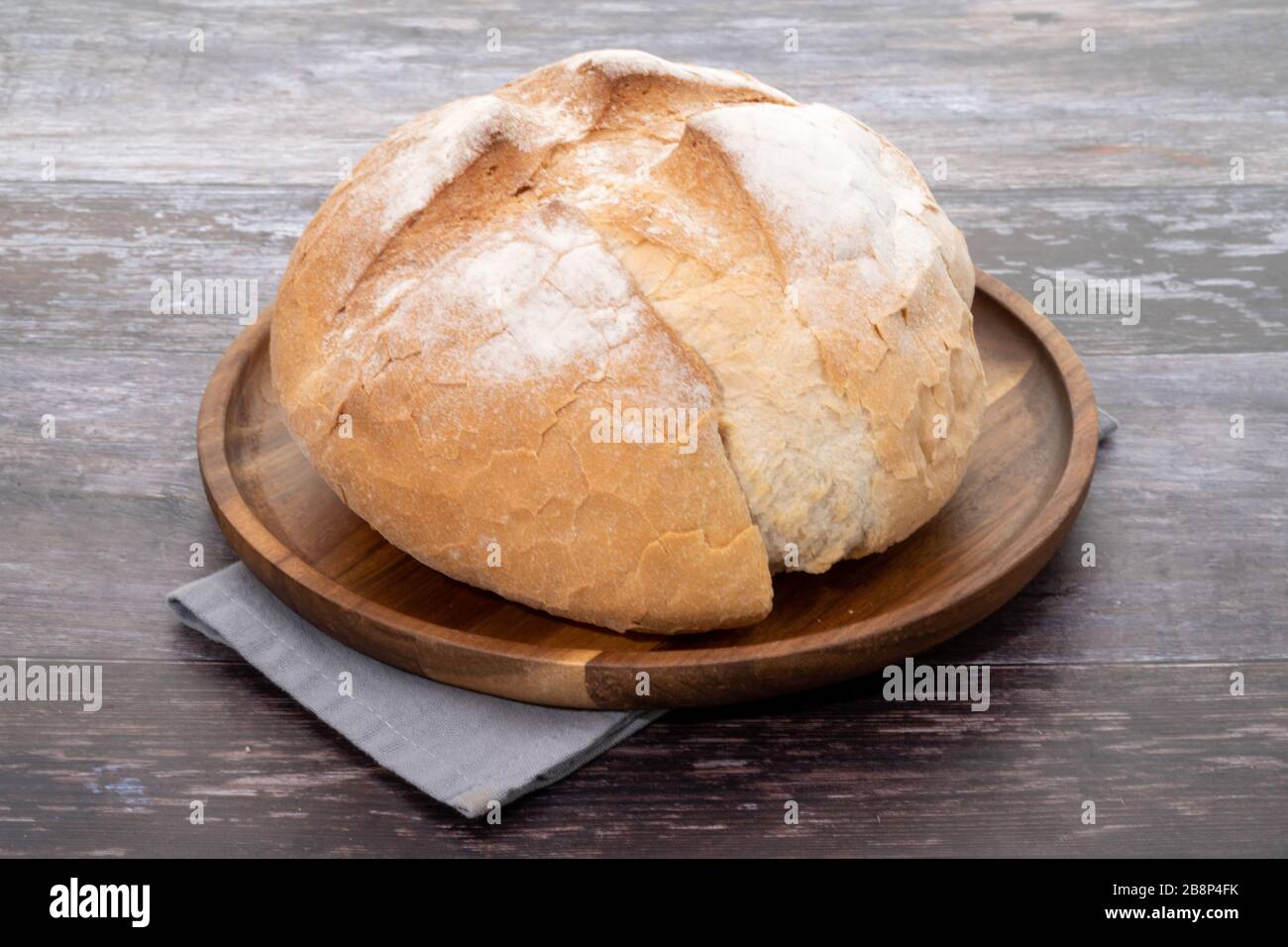 Freshly baked Coburg loaf of bread Stock Photo - Alamy