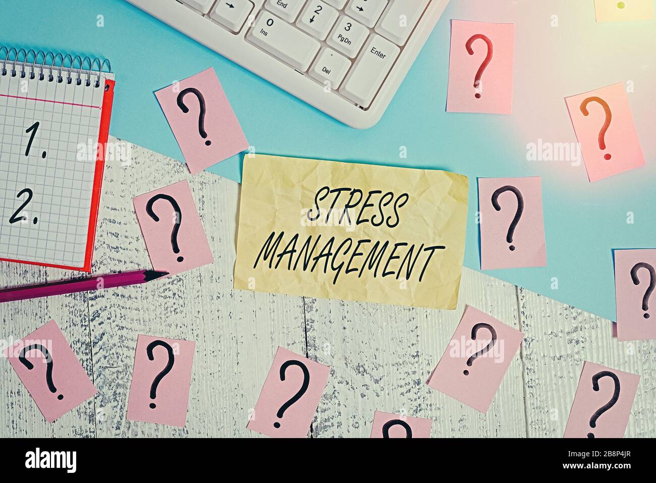 Writing note showing Stress Management. Business concept for method of ...