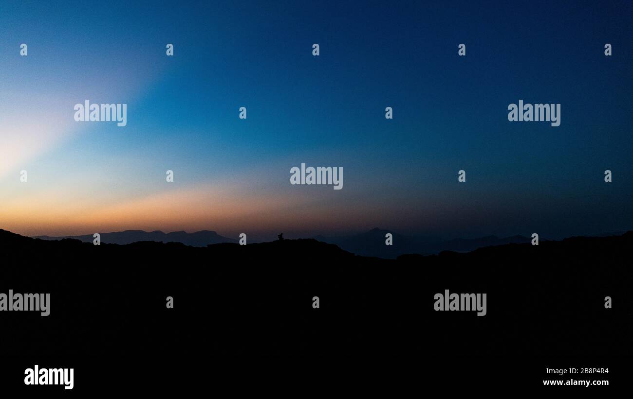 Africa, Djibouti, Ardoukoba. Landscape of Ardoukoba. Silhouette of a ...