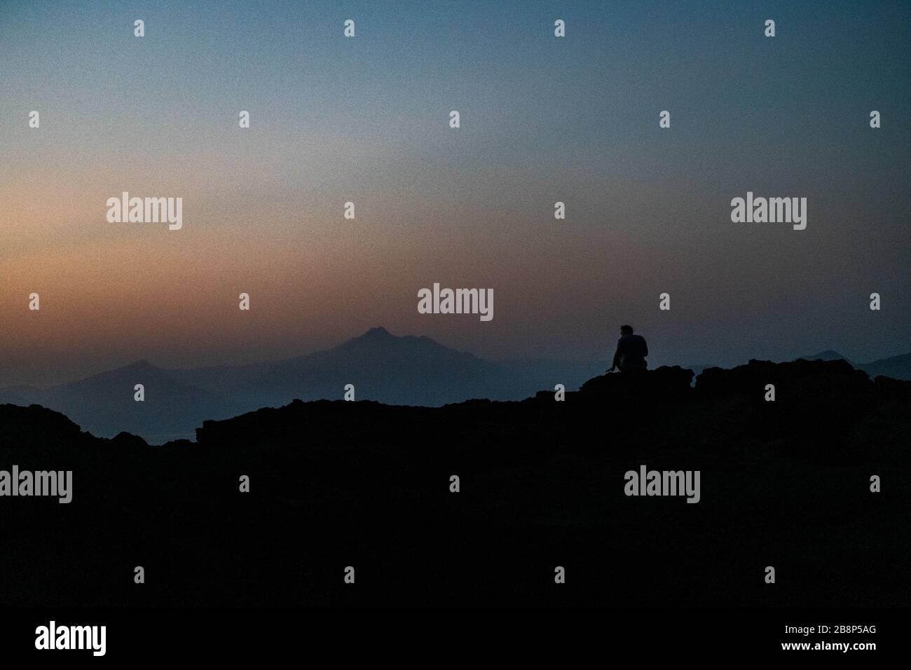 Africa, Djibouti, Ardoukoba. Landscape of Ardoukoba. Silhouette of a ...