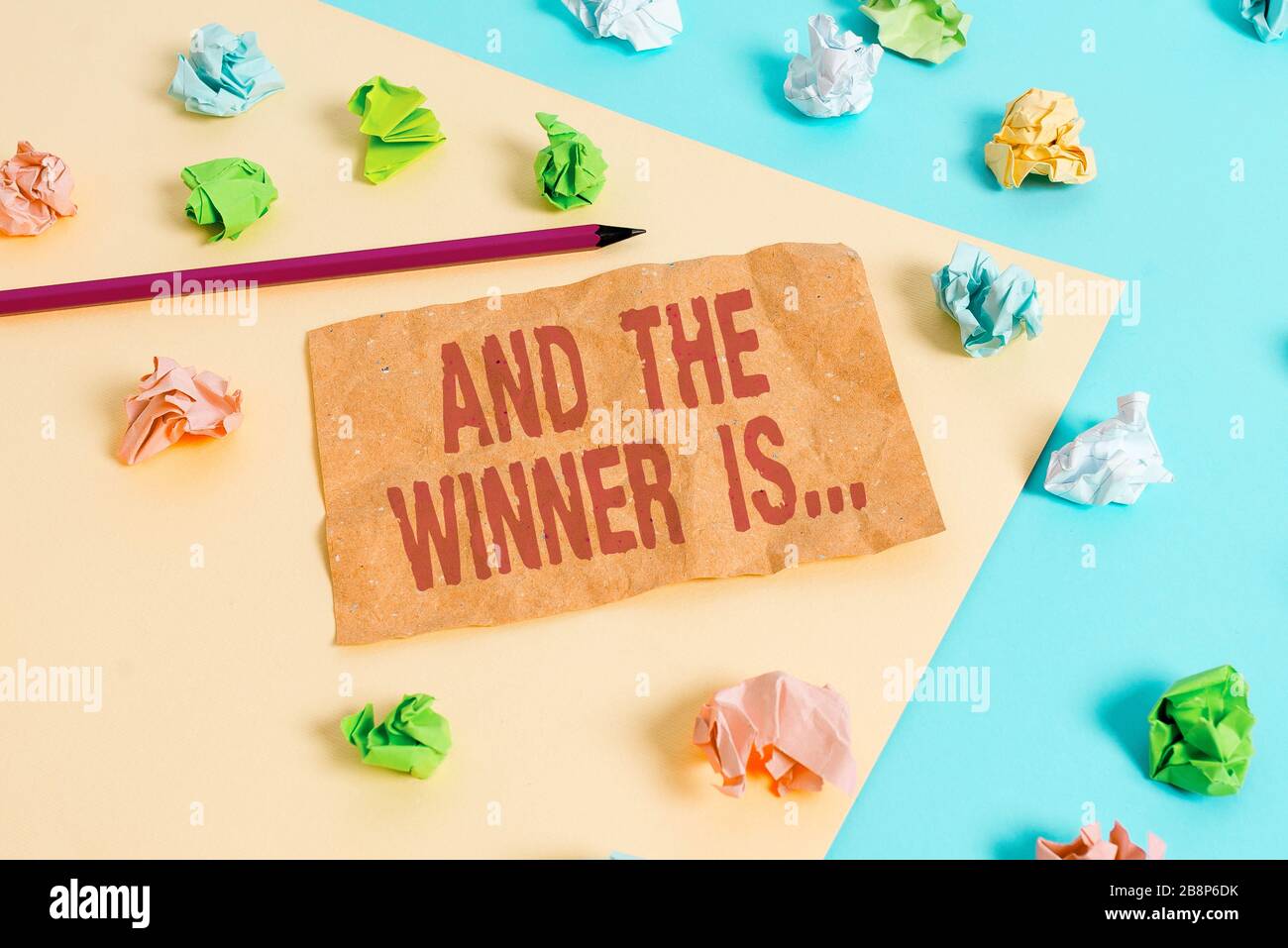 Text sign showing And The Winner Is. Business photo text announcing a ...