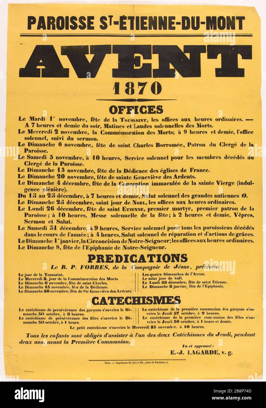 PARISH ST-ETIENNE-DU-MONT, ADVENT 1870 OFFICES "paroisse st-etienne-du ...