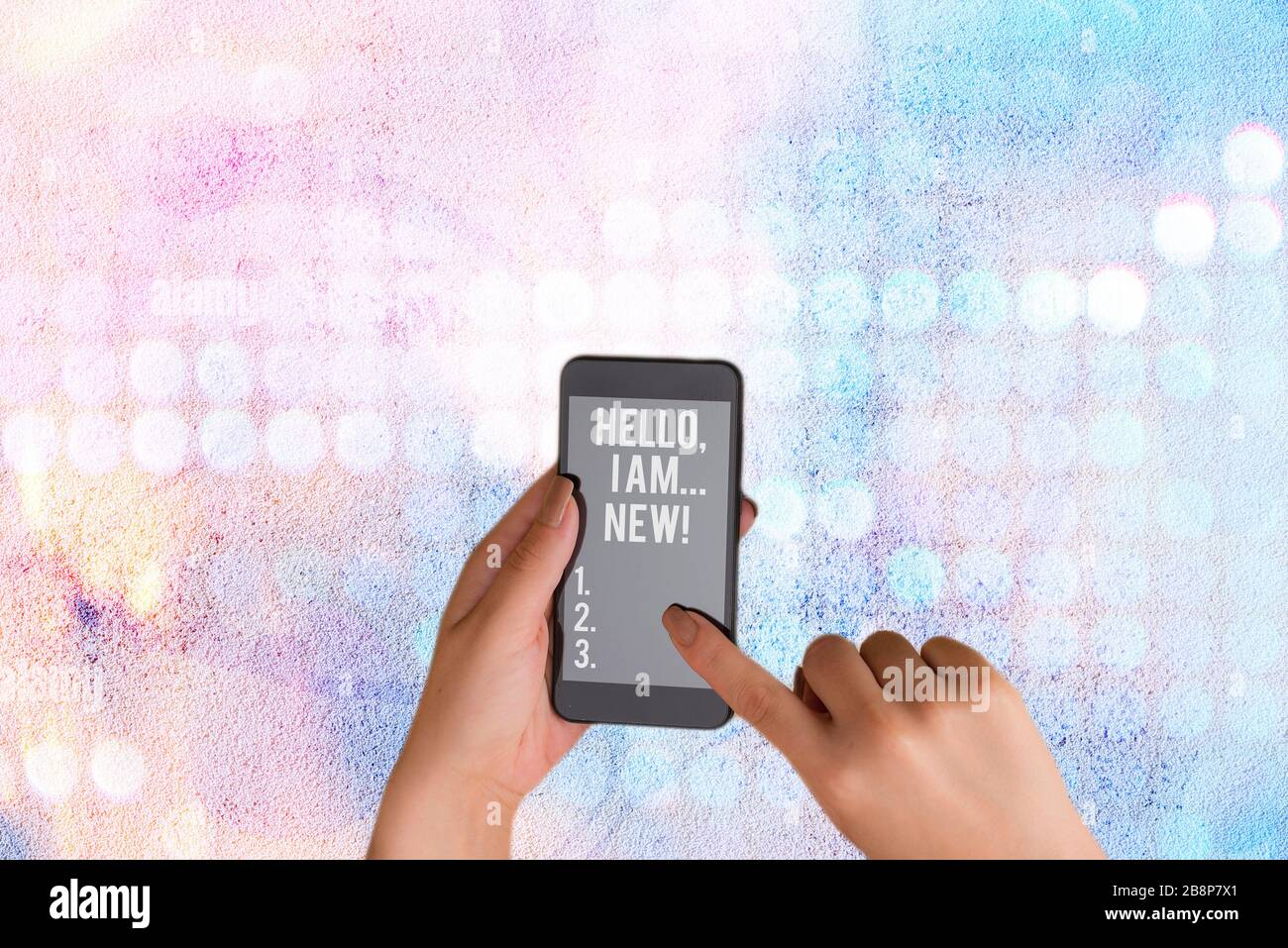 Text sign showing Hello I Am New. Business photo text used greeting or ...