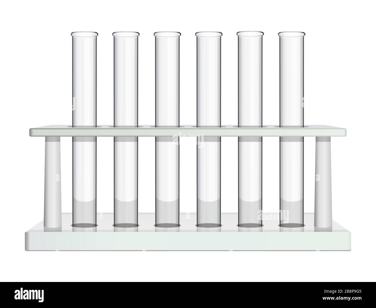 Laboratory rack with glass test tubes. Special equipment for analysis ...