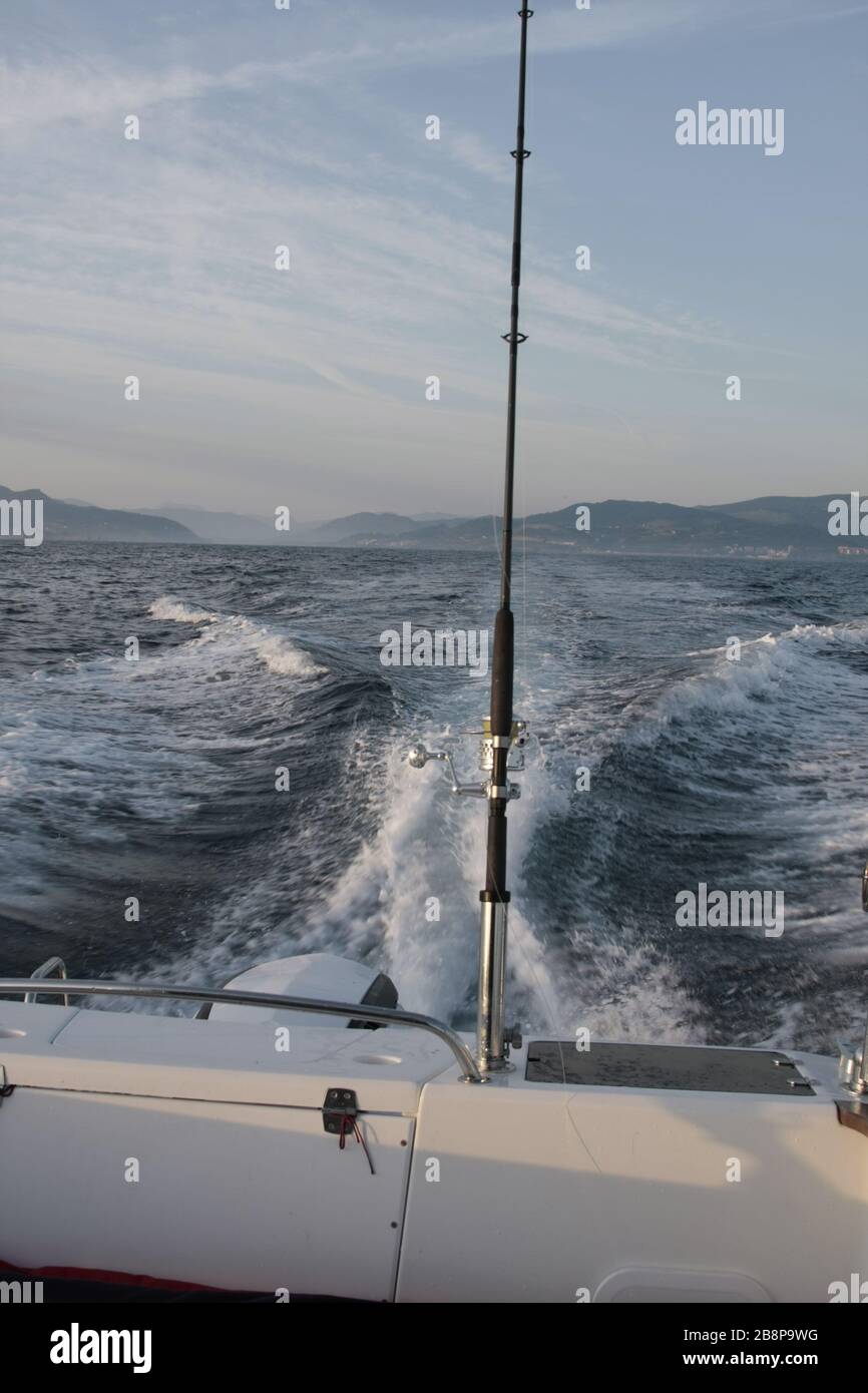 Fishing rods prepared for tuna fishing Stock Photo - Alamy