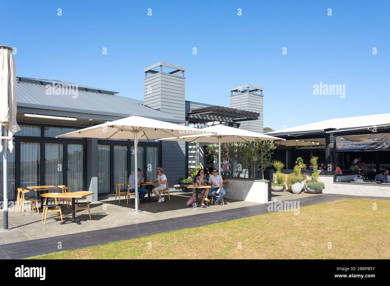 Outdoor terrace at Cable Bay Vineyards and Restaurant, Nick Johnstone ...