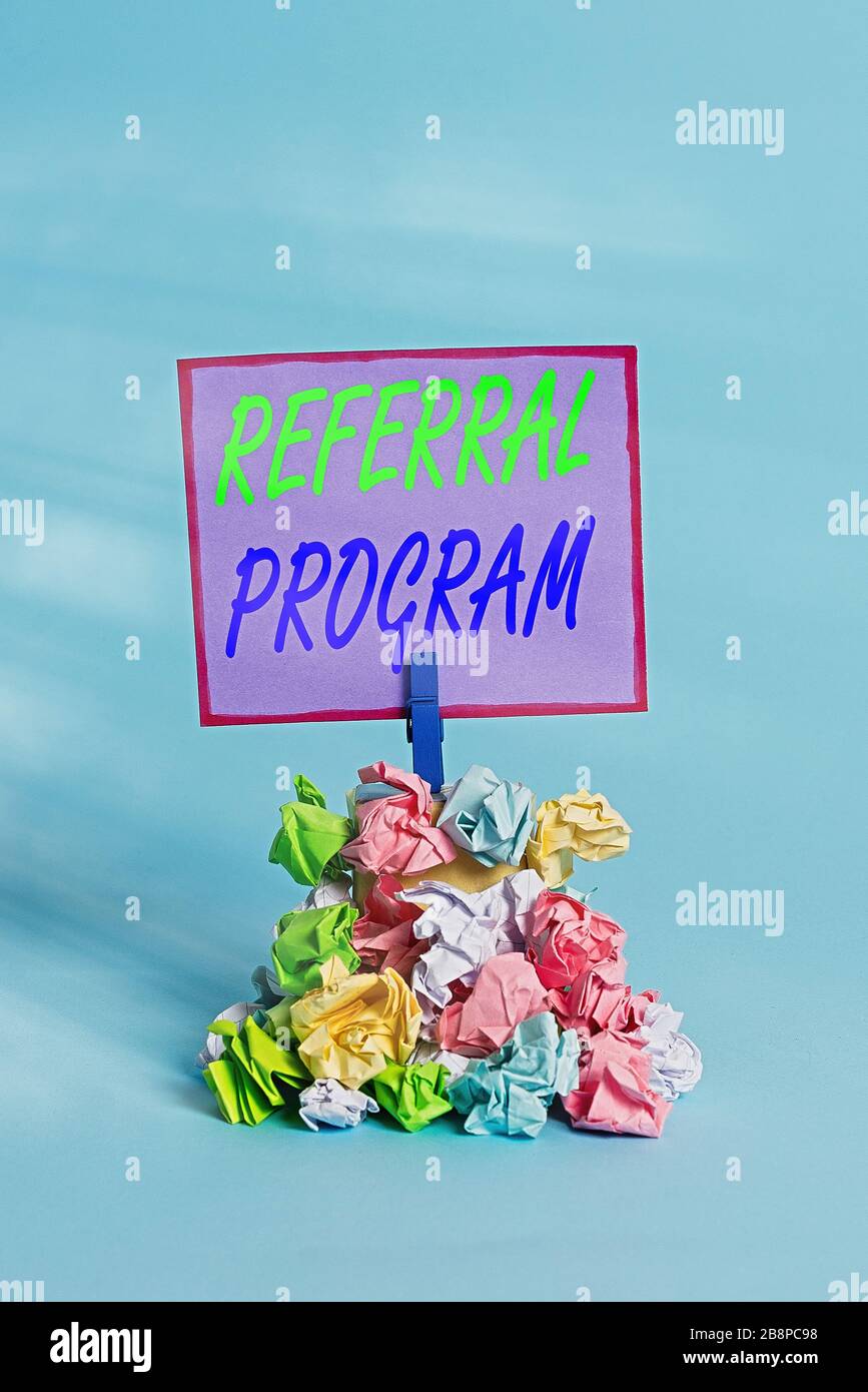 Conceptual hand writing showing Referral Program. Concept meaning ...