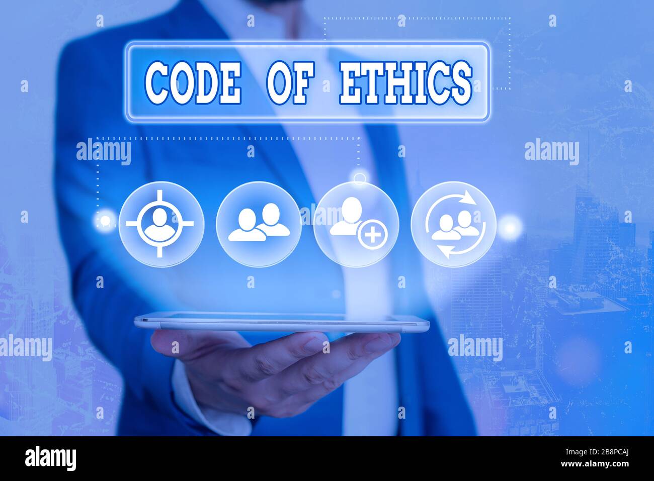 Text sign showing Code Of Ethics. Business photo showcasing basic guide ...
