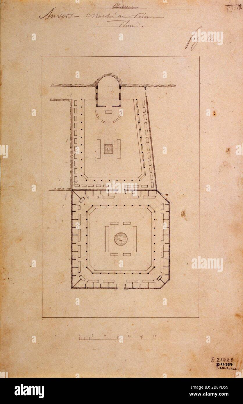 Antwerp Fish Market Map Victor Baltard (1805-1874). "Anvers. Marché au ...